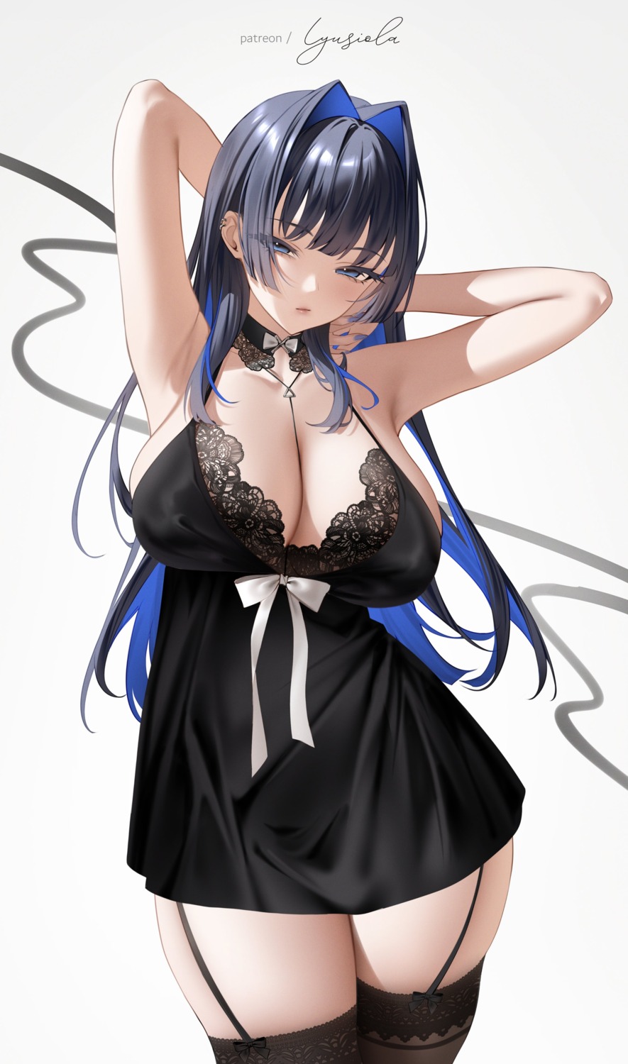 lyusiola hololive hololive english ouro kronii lingerie stockings thighhighs | #1238699 | yande.re